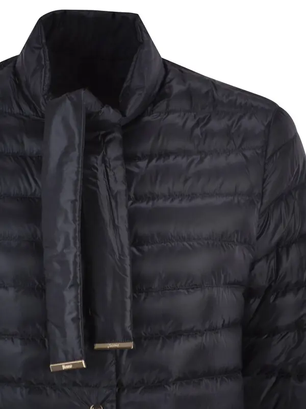 Herno Ultra-light Nylon Down Jacket With Funnel Neck And Adjustable Ribbons