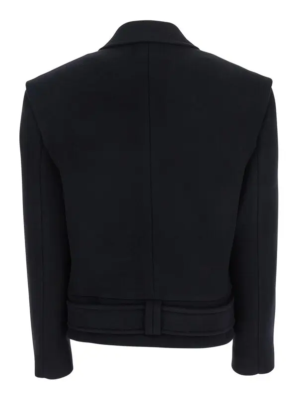 Balmain Wool Jacket With Wide Lapels And Metallic Buttons - Multicolor