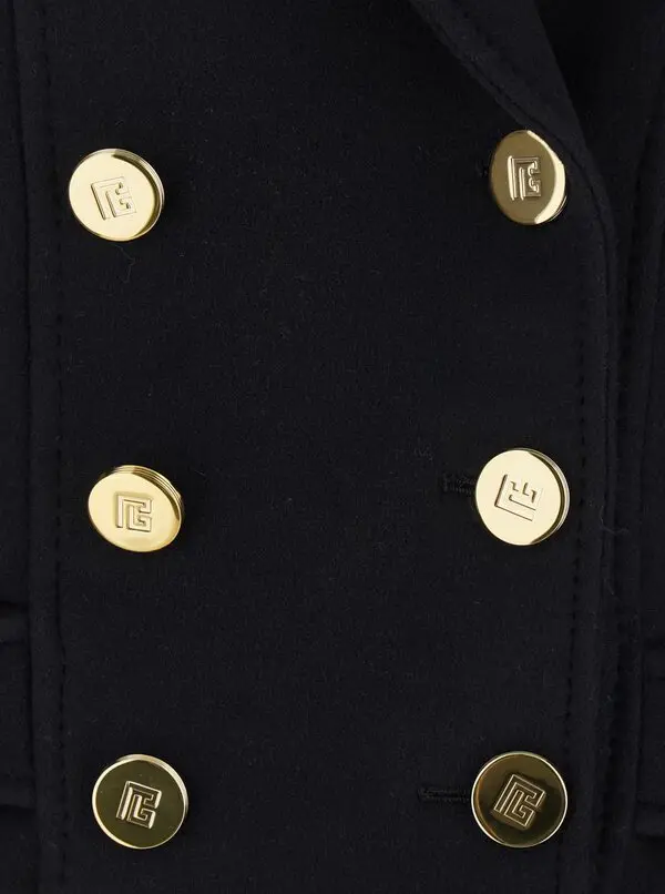 Balmain Wool Jacket With Wide Lapels And Metallic Buttons - Multicolor