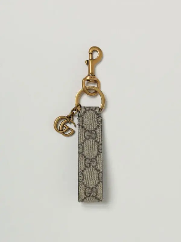 Gucci Gg Brass And Gg Supreme Fabric Keyring