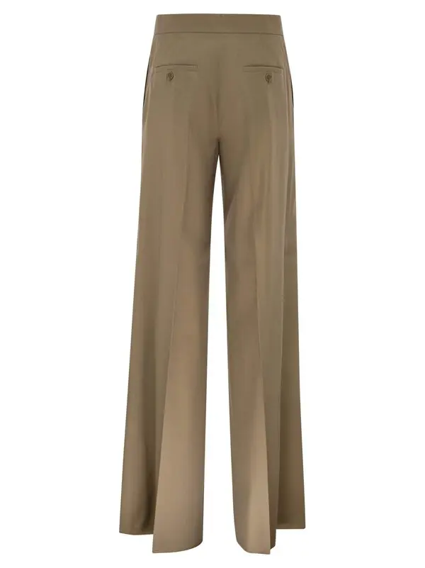 Max Mara Virgin Wool And Silk Wide-leg Trousers - Brown