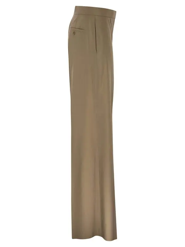Max Mara Virgin Wool And Silk Wide-leg Trousers - Brown
