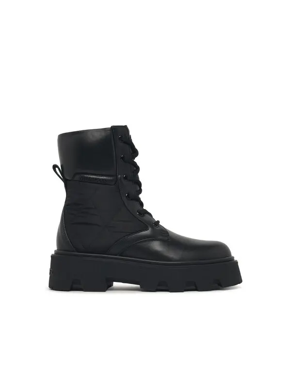 Moncler Aurea' Leather Blend Boots - Black
