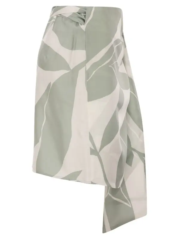 Max Mara Mxmstrano Printed Pure Silk Wrap Skirt