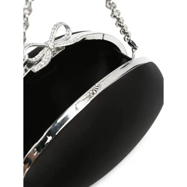 SELF-PORTRAIT Satin Oval Clutch - Black