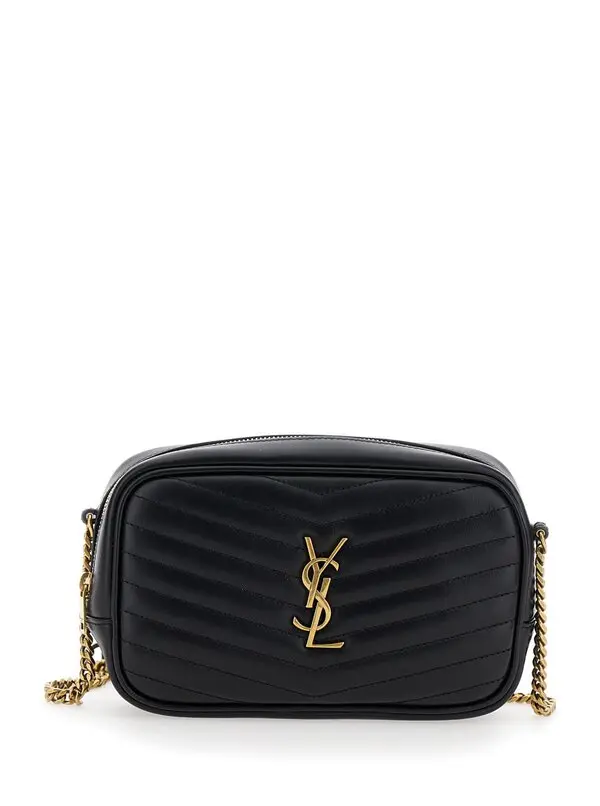 Saint Laurent Crossbody Bag 'lou Mini' With Cassandre Detail In Black Quilted Leather For - Multicolor