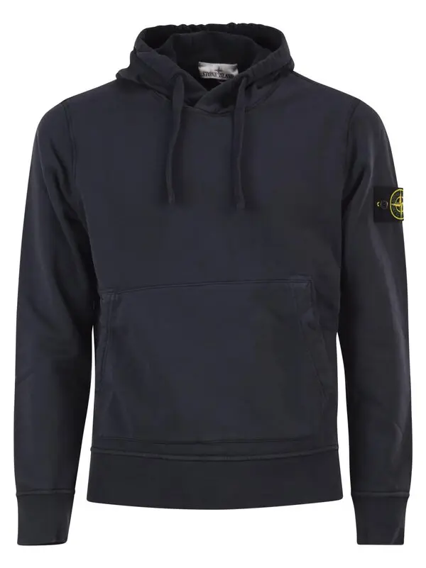 Stone Island Regular Fit Sweatshirt With Hood And Kangaroo Pocket - Blue