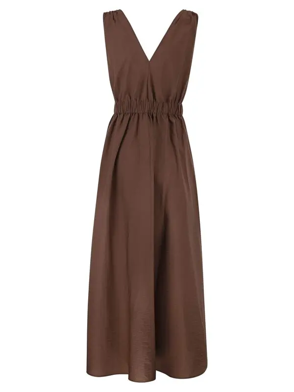 Brunello Cucinelli Techno Cotton Poplin Belted Dress - Brown