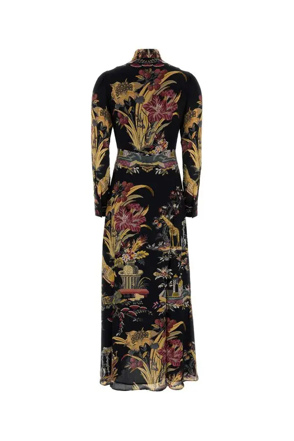 Etro Printed Crepe Long Dress