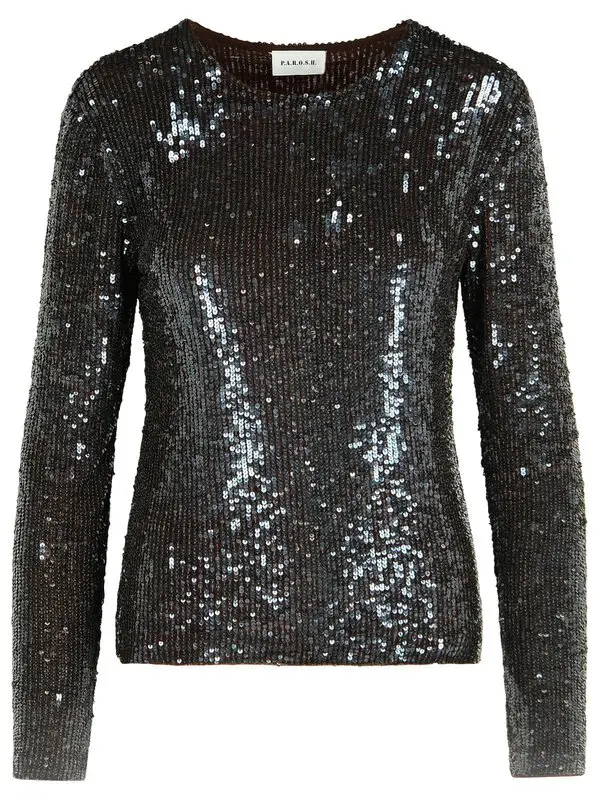P.a.r.o.s.h Sequined Polyamide Blend Pullover - Brown