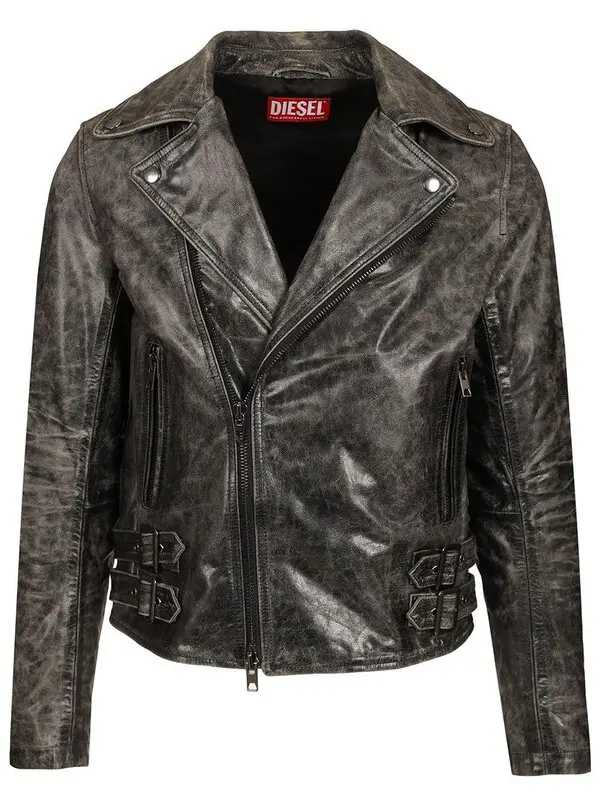 DIESEL® Leather Biker Jacket - Gray