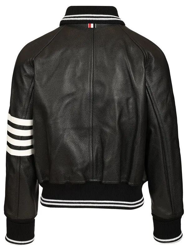 Thom Browne 4-bar Leather Bomber Jacket