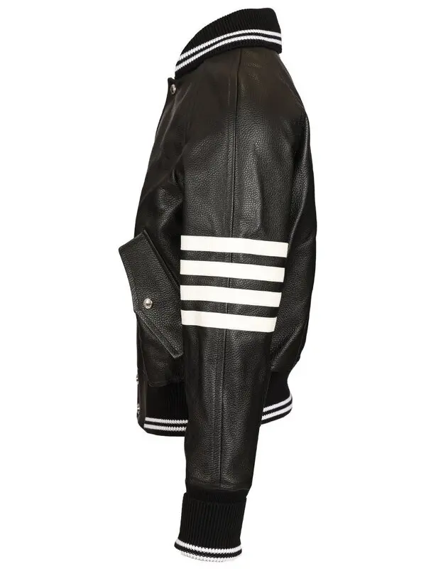 Thom Browne 4-bar Leather Bomber Jacket