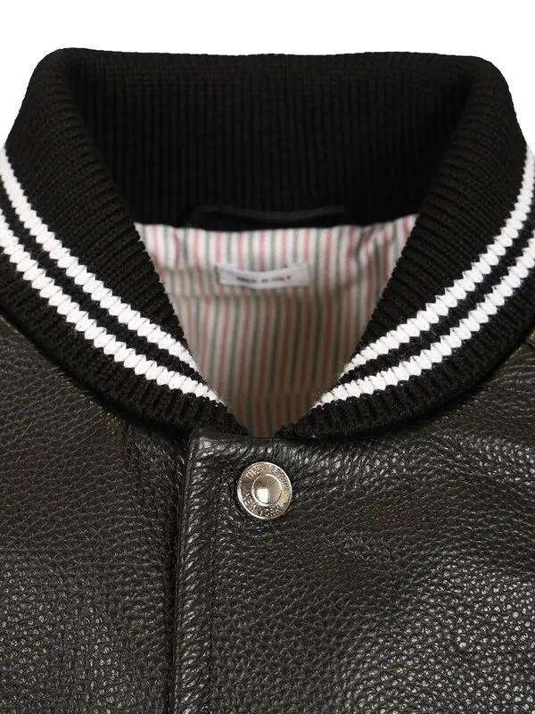 Thom Browne 4-bar Leather Bomber Jacket