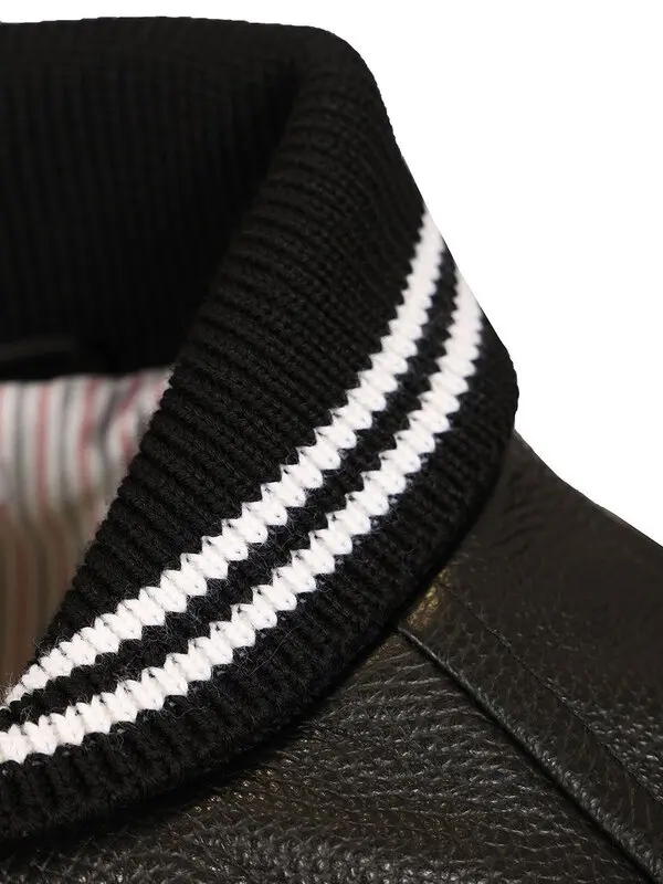 Thom Browne 4-bar Leather Bomber Jacket