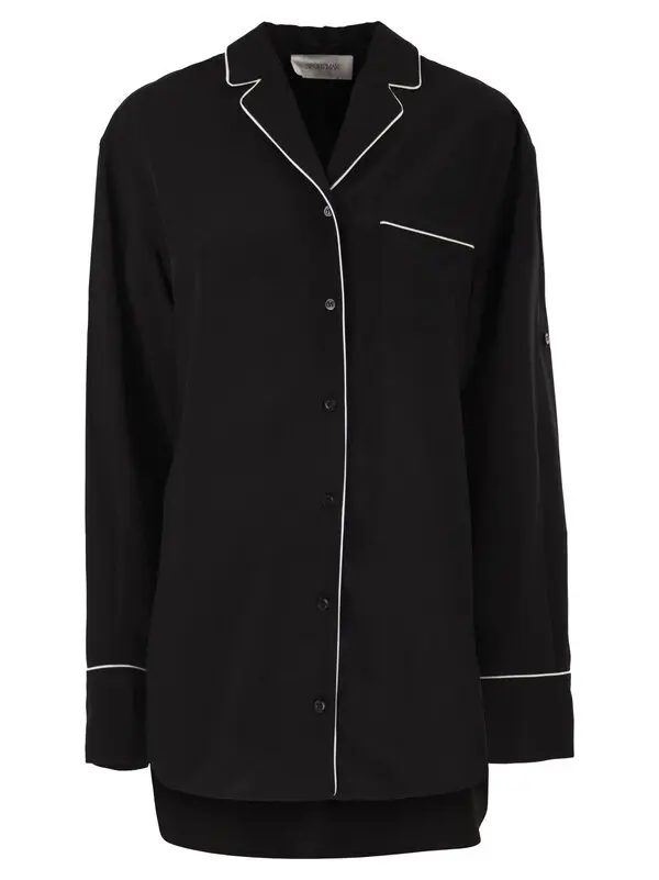 Sportmax Spxcocco – Fluid Viscose Shirt With Contrast Piping - Black