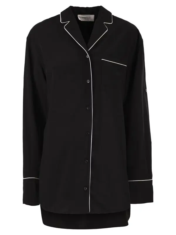 Sportmax Spxcocco – Fluid Viscose Shirt With Contrast Piping - Black