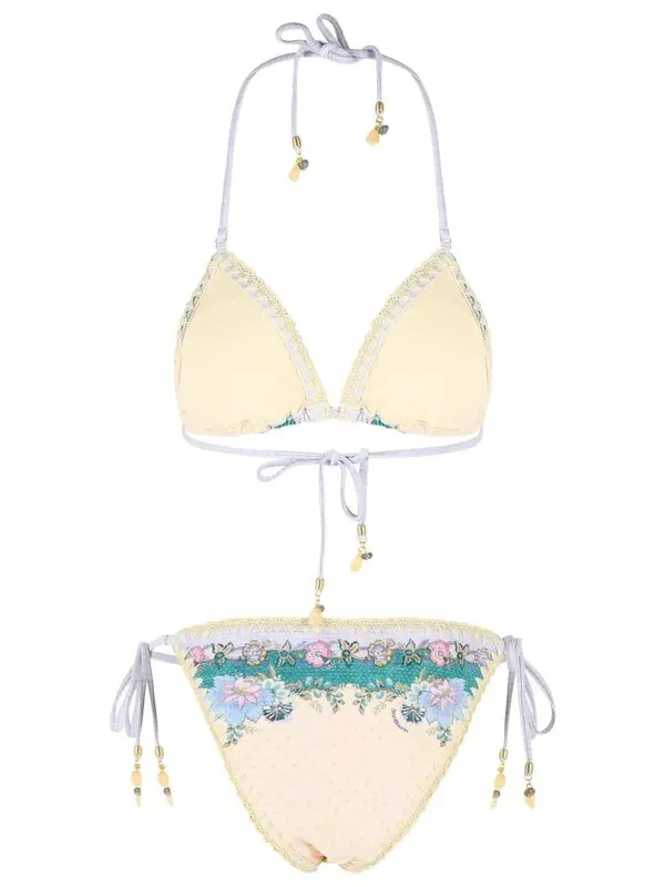 Zimmermann Indra Crochet Detail Nylon Blend Bikini - Cream