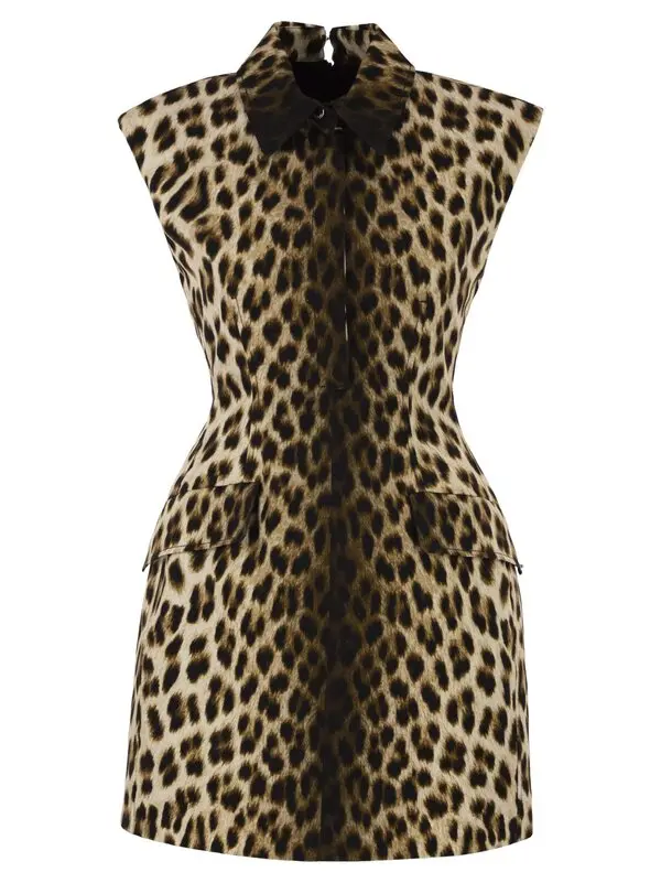 Sportmax Spxlonza – Cotton Mini Dress With Animal Print - Brown