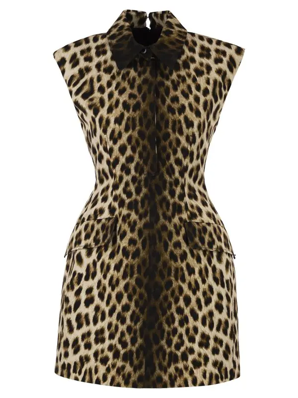 Sportmax Printed Cotton Mini Dress - Brown