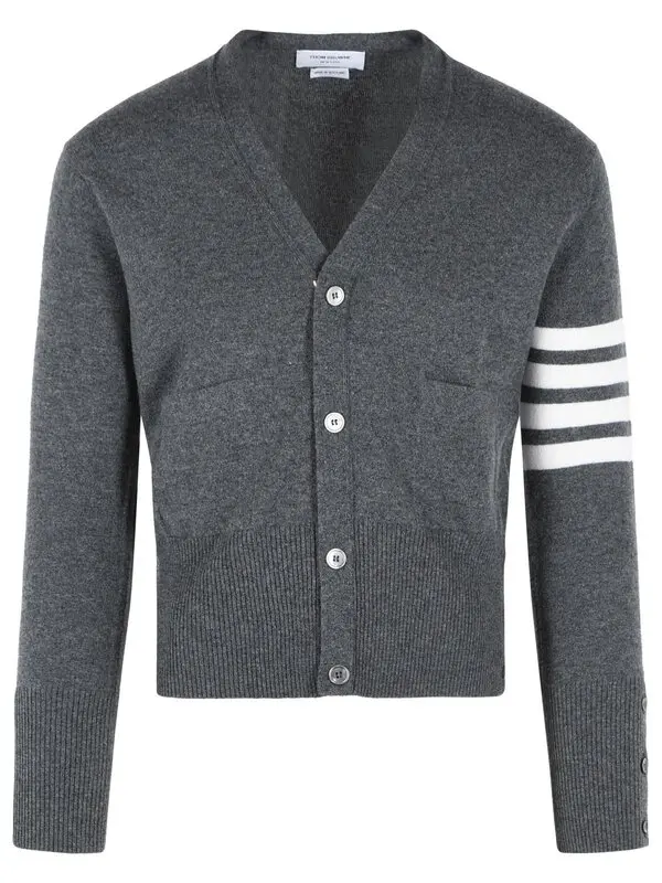 Thom Browne Classic 4 Bar' Grey Cashmere Cardigan
