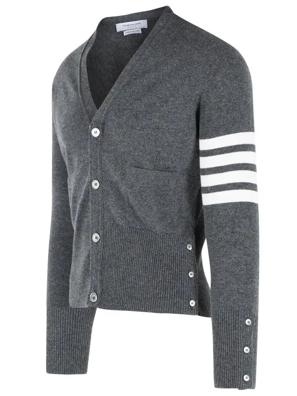 Thom Browne Classic 4 Bar' Grey Cashmere Cardigan