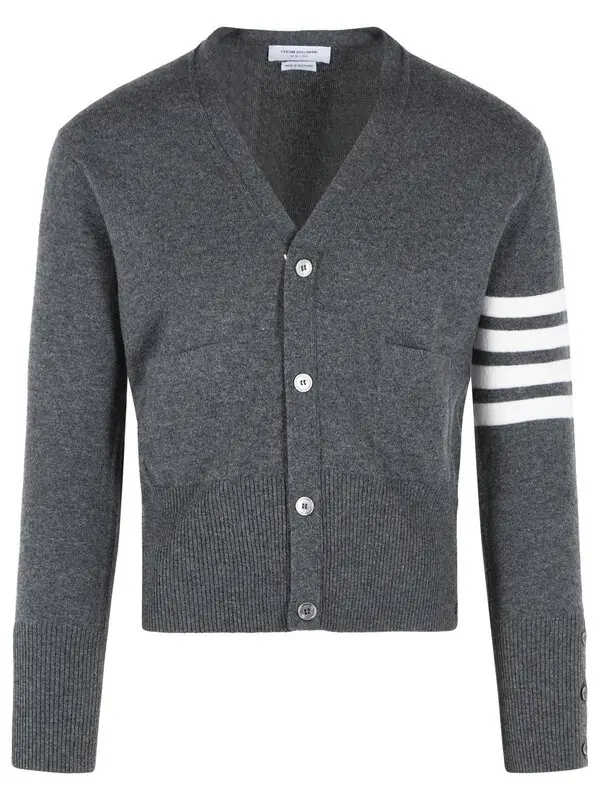 Thom Browne Classic 4 Bar Cashmere Cardigan - Gray