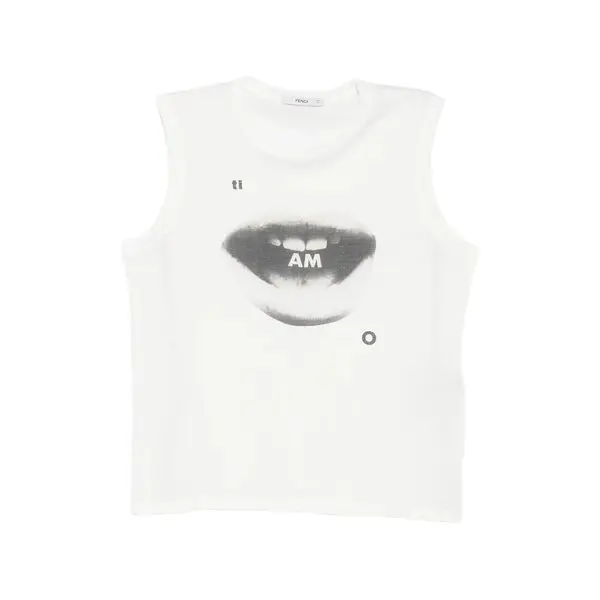 Fendi Cotton Graphic Print Sleeveless Tank Top - White
