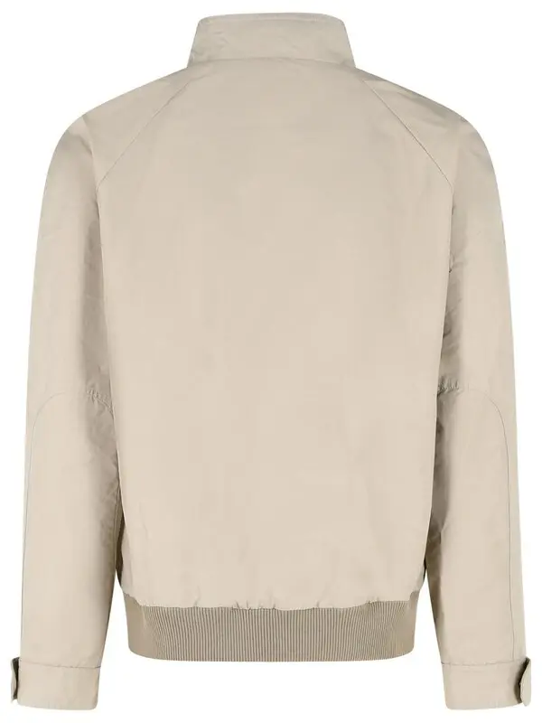 FAY Bomber Jacket In Beige Cotton And Nylon Faille