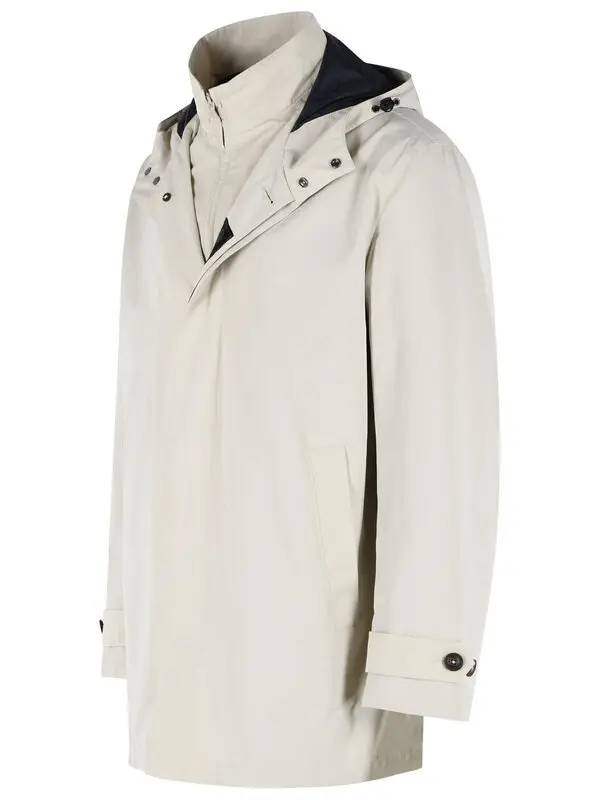 FAY Morning' Microfaille Parka In Beige Cotton Blend