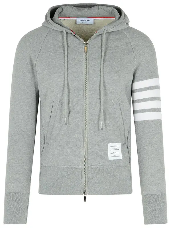 Thom Browne Cotton Zip-up Hoodie - Gray