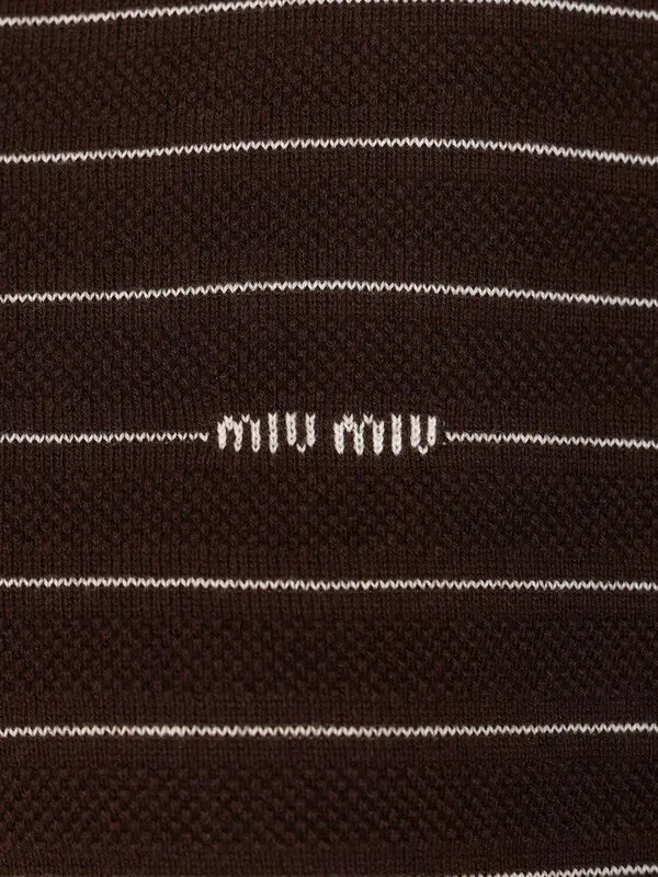 Miu Miu Cotton V-neck Sweater - Brown
