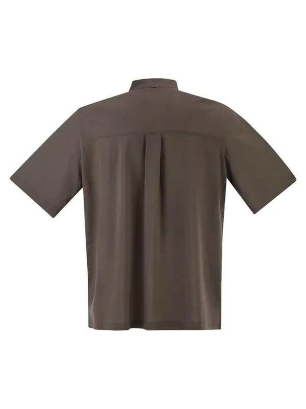 Herno Jersey Polo Shirt With Seraph Collar - Brown