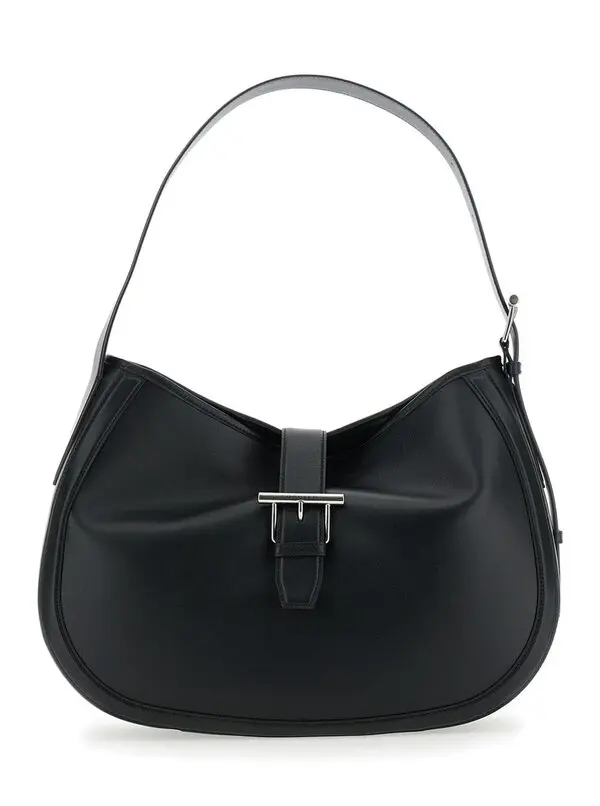 Alexander McQueen Shoulder Bag With Adjustable Shoulder Strap And T Buckle Closure On The Front In Leather - Black