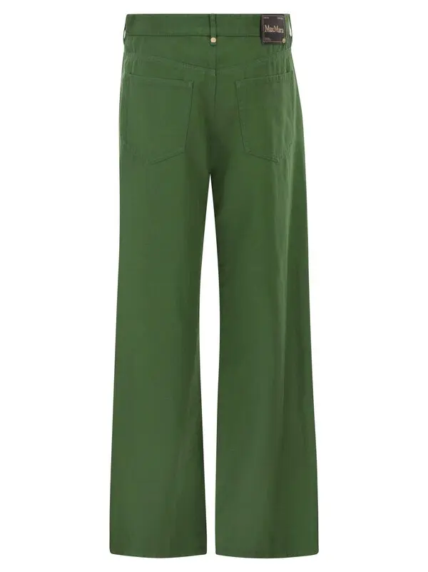 Max Mara Cotton And Linen Straight Leg Trousers - Green