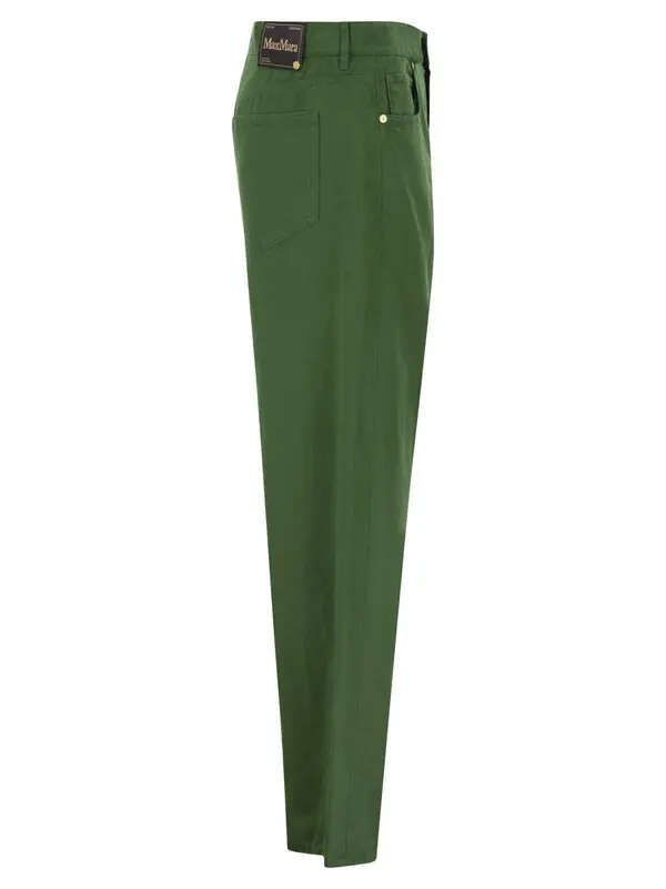 Max Mara Cotton And Linen Straight Leg Trousers - Green