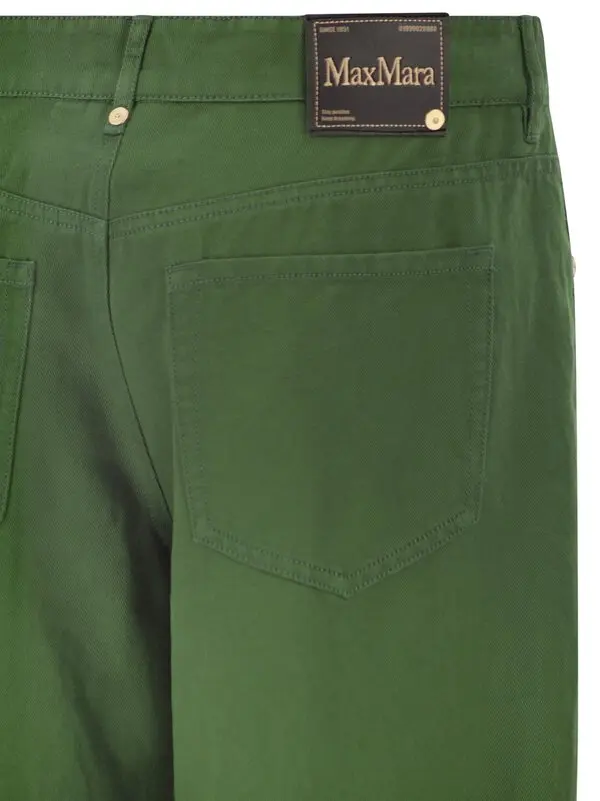 Max Mara Cotton And Linen Straight Leg Trousers - Green