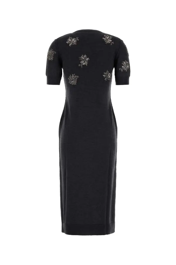 Fendi Charcoal Stretch Wool Dress