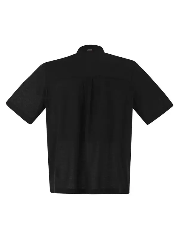 Herno Jersey Polo Shirt With Seraph Collar - Black