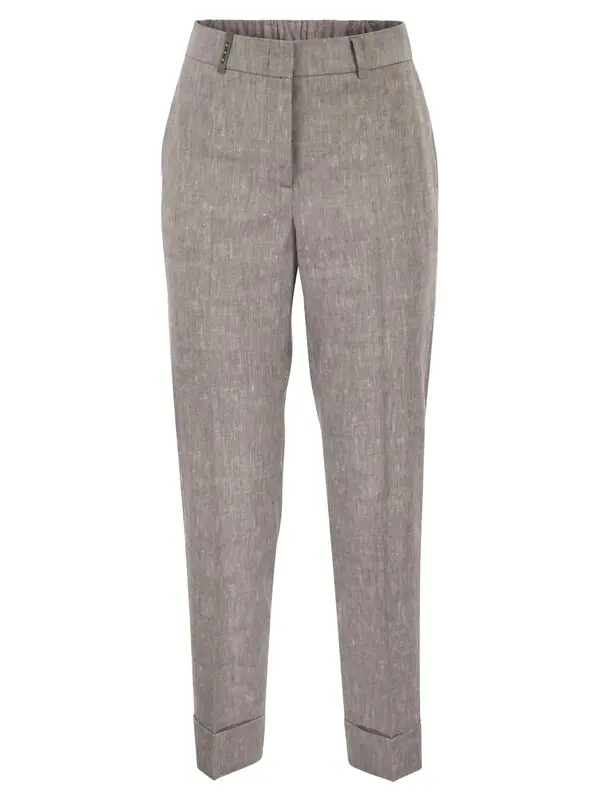 Peserico Wool Blend Flannel Trousers - Brown