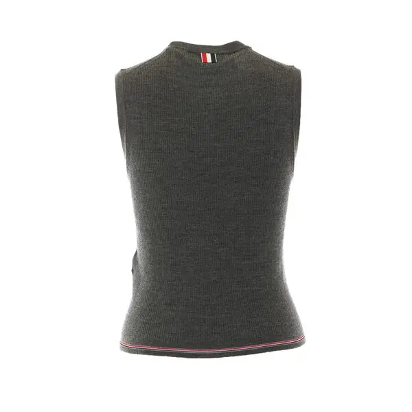 Thom Browne Striped Merino Wool Knitted Tank Top - Gray