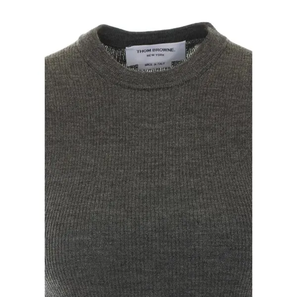 Thom Browne Striped Merino Wool Knitted Tank Top - Gray