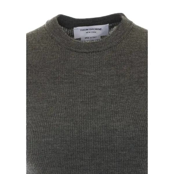 Thom Browne Striped Merino Wool Knitted Tank Top - Gray