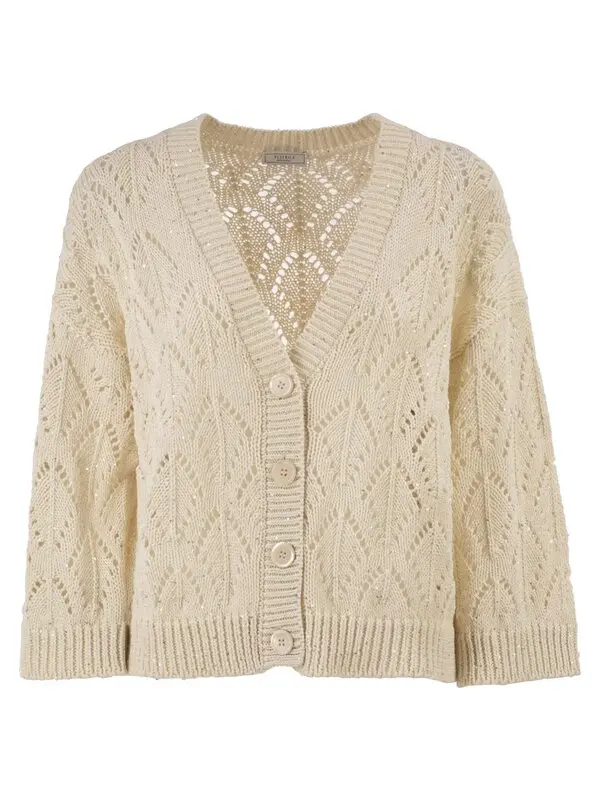 Peserico Cotton Cord Cardigan - Cream