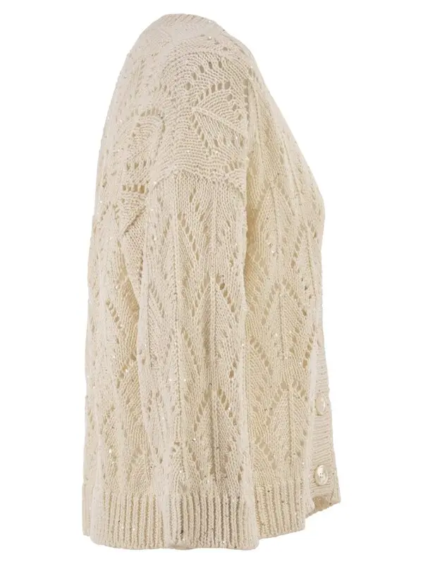 Peserico Cotton Cord Cardigan - Cream