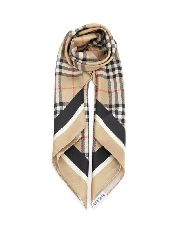 Burberry Check Silk Scarf - Cream