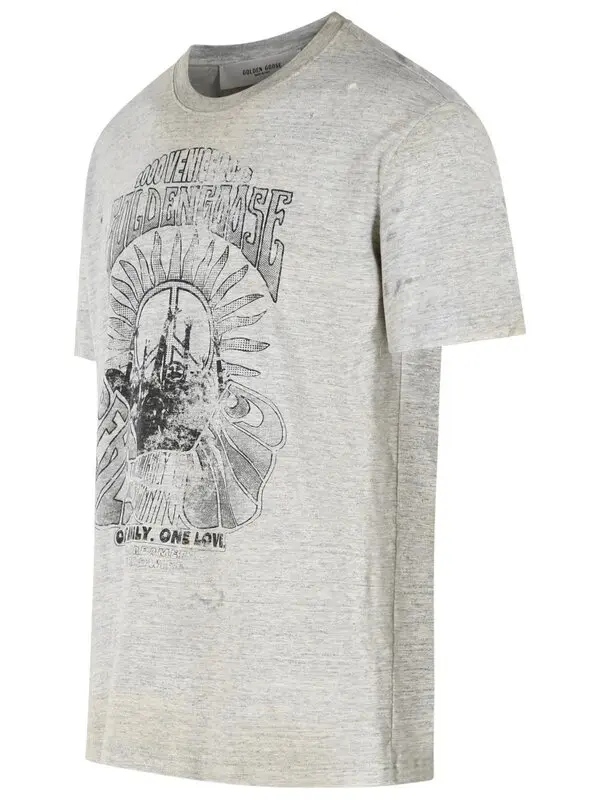 GOLDEN GOOSE Mélange Grey Cotton T-shirt - Gray