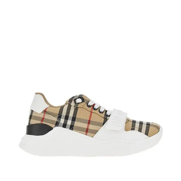 Burberry Check Cotton Sneakers - Cream