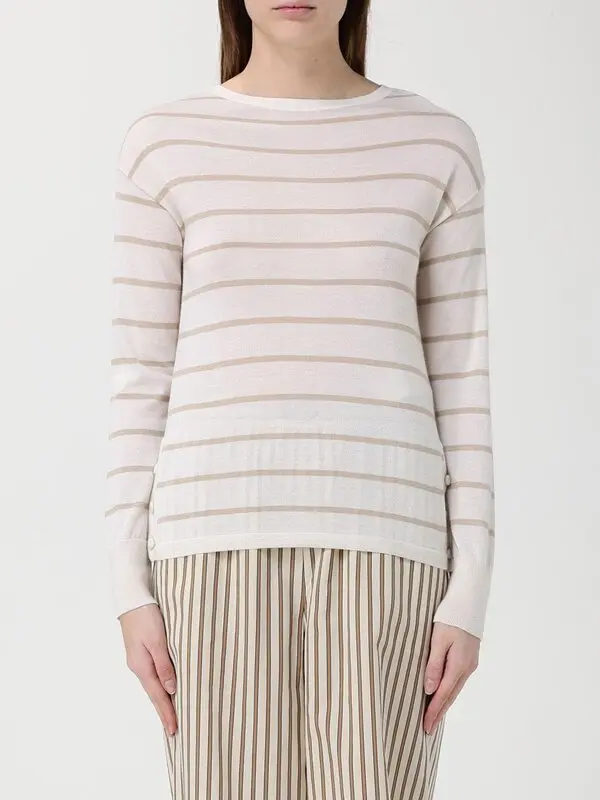 Max Mara Striped Cashmere And Silk Pullover - Cream