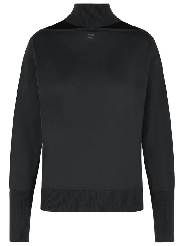 COURREGES Merino Wool Turtleneck Sweater - Black